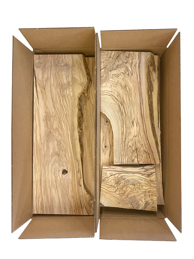 Olivewood 1" thick Live Edge Offcuts Box – London Lumber